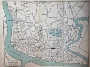 1960's original RANGOON Yangon Myanmar MAP