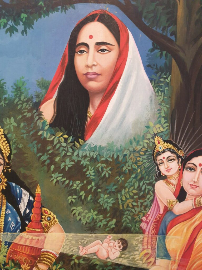 India LARGE Calendar Art Painting BIRTH OF SARADA DEVI. 19in x 21in