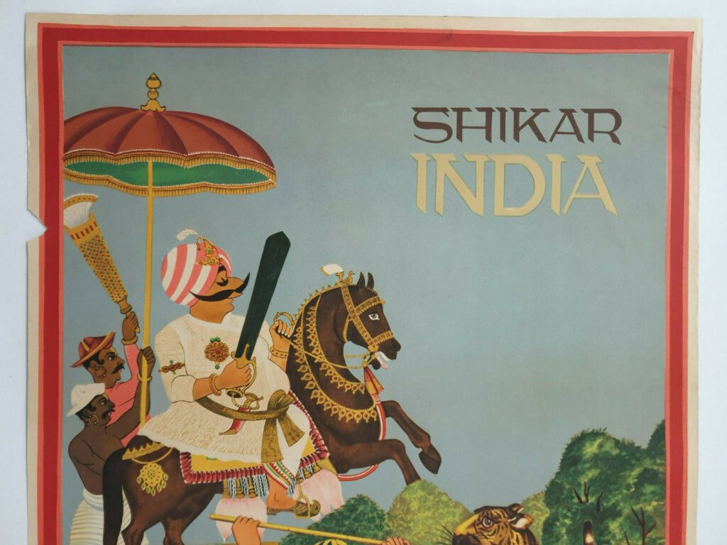 Original 1969 Air India Poster SHIKAR. Size- 25in x 40in